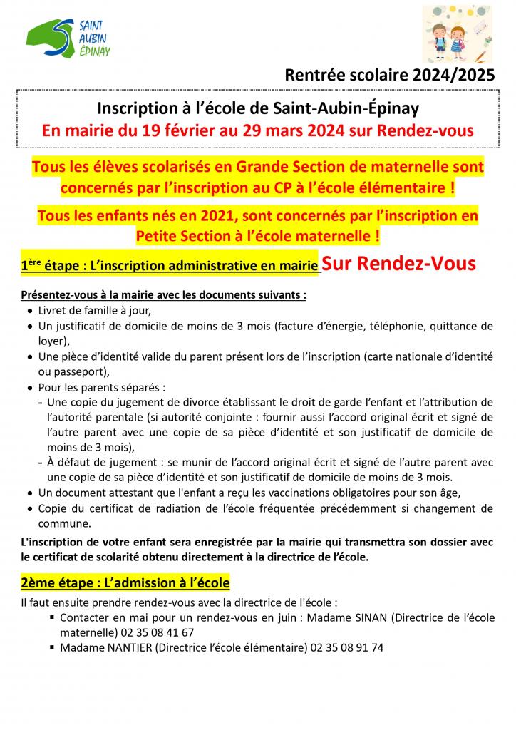 Écoles | Commune de Saint-Aubin-Epinay